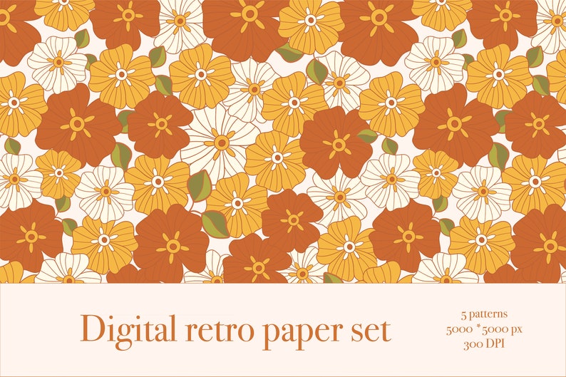 Retro 70s 60s Floral Hippie Summer Groovy Flower Power Flower Child ...