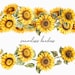 Sunflower Border Clipart. Watercolor Sunflowers Frame PNG. Seamless ...