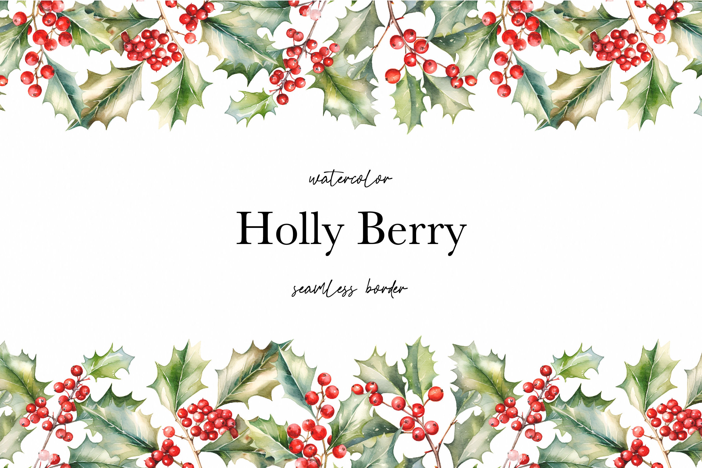 Christmas Clipart Watercolor - Christmas Seamless Border - Watercolor ...