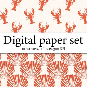 Sea Digital Paper-underwater Ocean - Crab Digital Paper - Lighthouse ...