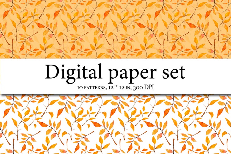 Watercolor Fall Leaves Digital Paper Autumn Pattern Rustic - Etsy
