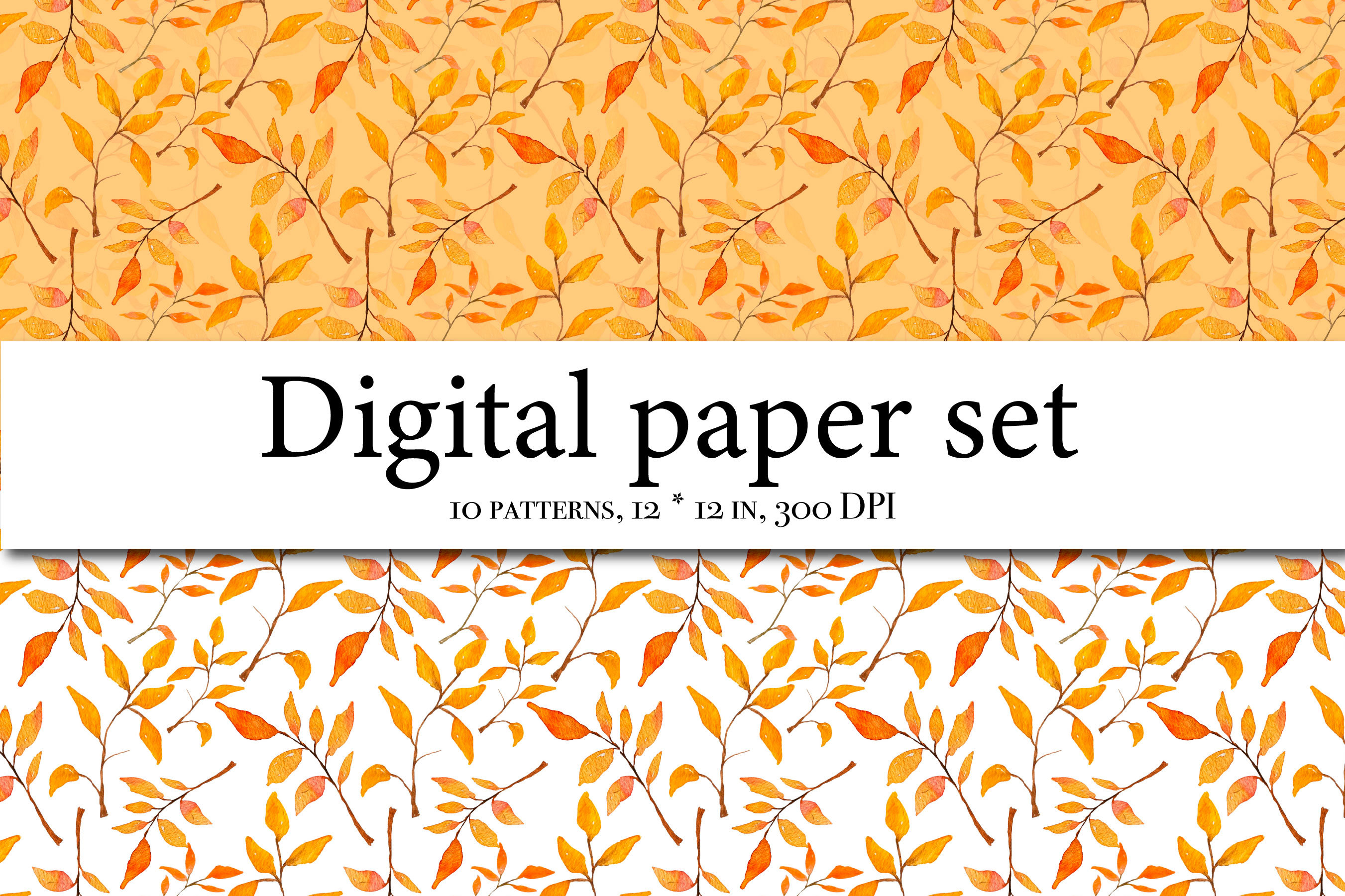 Watercolor Fall Leaves Digital Paper Autumn Pattern Rustic - Etsy