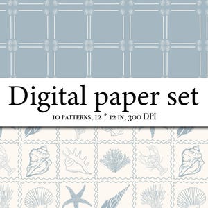 Sea Digital Paper-underwater Ocean - Coastal Digital Paper Set ...