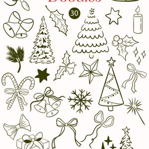 Christmas Doodles Clipart Collection – Hand-drawn Holiday Icons in Png ...