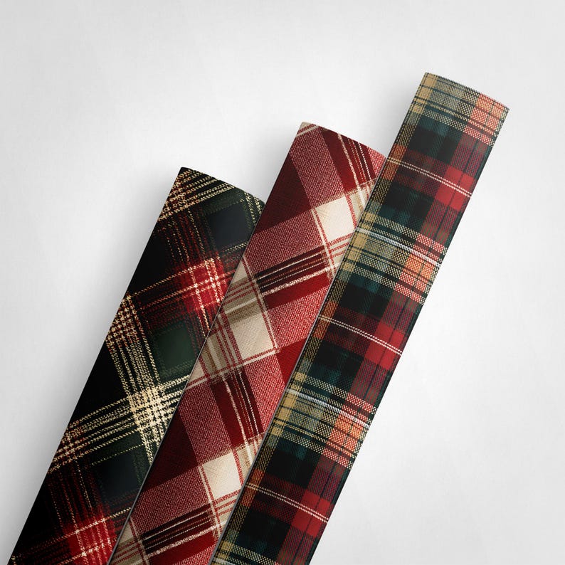 Vintage Christmas Plaid Digital Paper Bundle – 10 Seamless Tartan ...