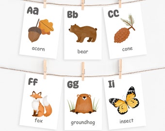 Magical Woodland A-Z Alphabet Cards Homeschool Classroom ABC Wall Decor ...