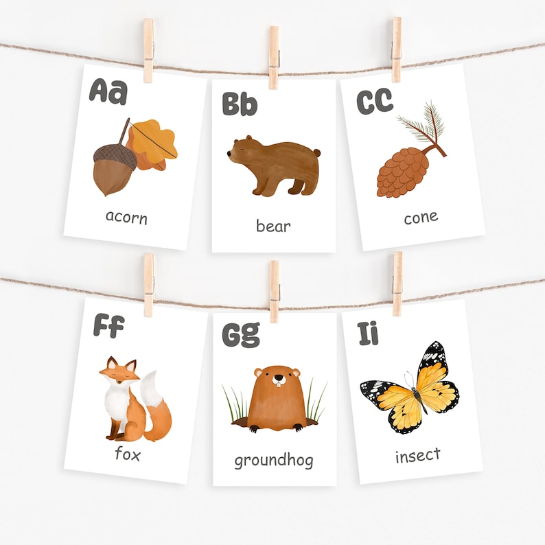 Woodland Alphabet Flashcards Forest Alphabet Cards Homeschool ABC Cards ...
