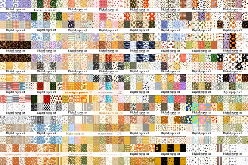 Digital Paper Bundle Seamless Patterns Printable Scrapbook Digital ...