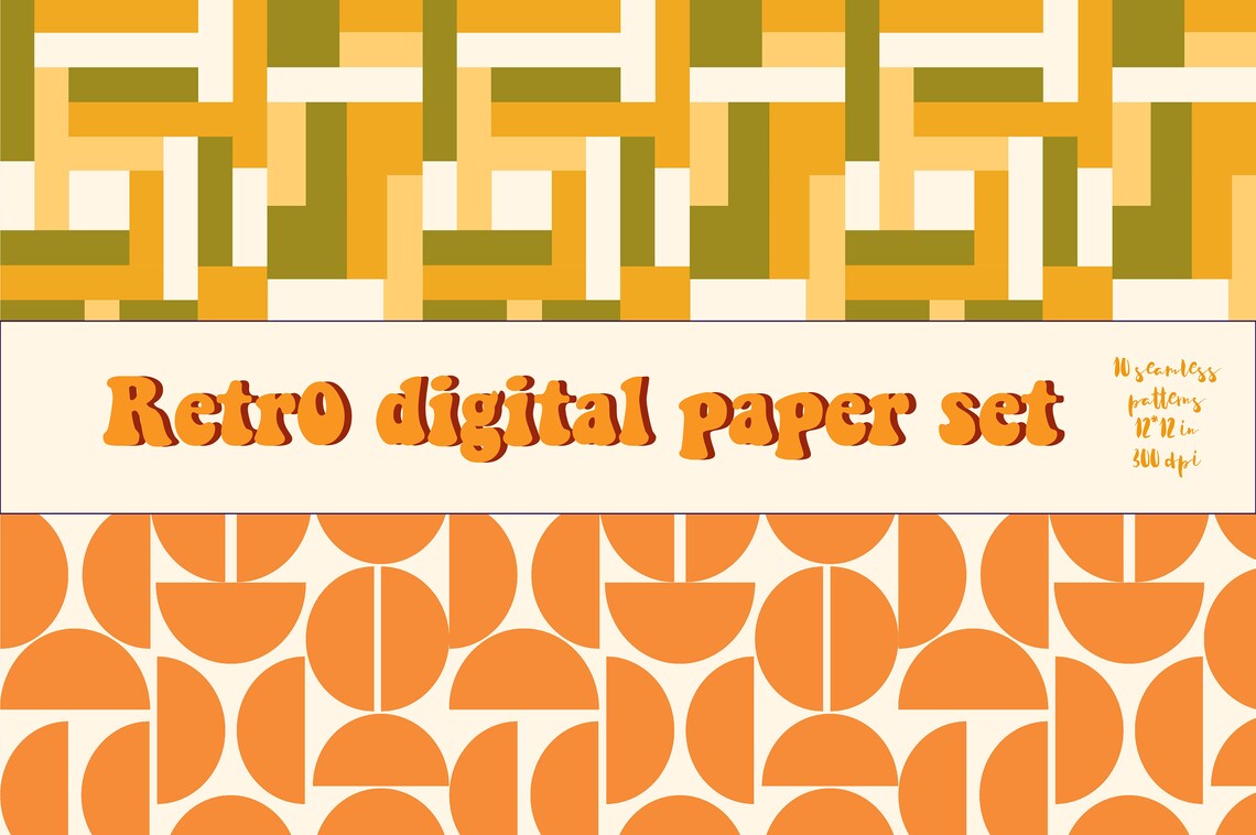 Pattern Clipart With Retro Digital Paper-70s Retro Background - Etsy