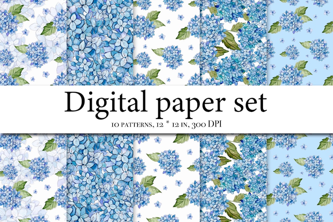 Watercolor Digital Paper Pack, Hydrangea Scrapbook, Hydrangea Seamless ...
