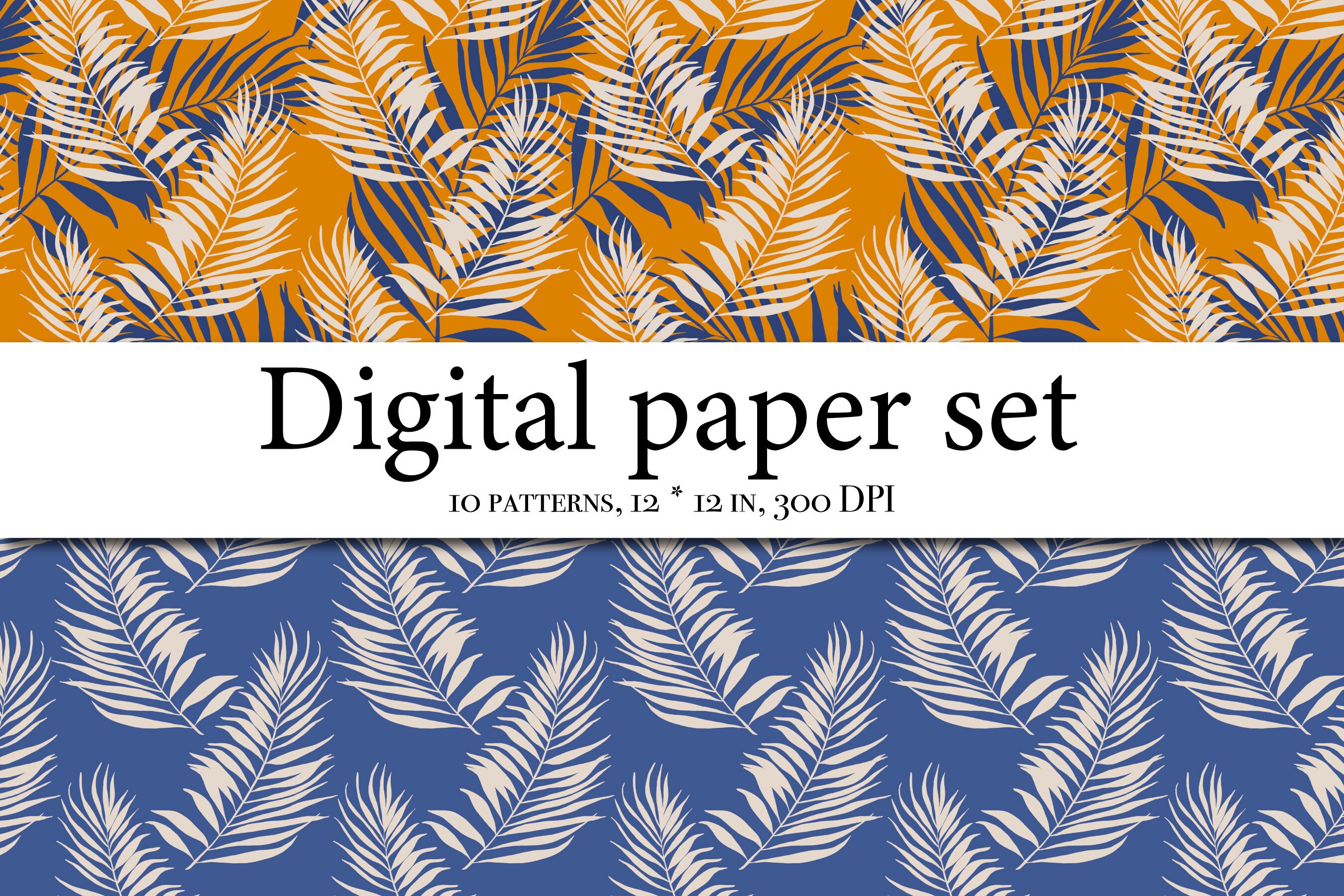 Bright Tropical Digital Paper Pack Tropic Seamless Pattern With Leaves ...