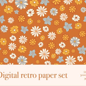 Retro 70s 60s Floral Hippie Summer Groovy Flower Power Flower Child ...