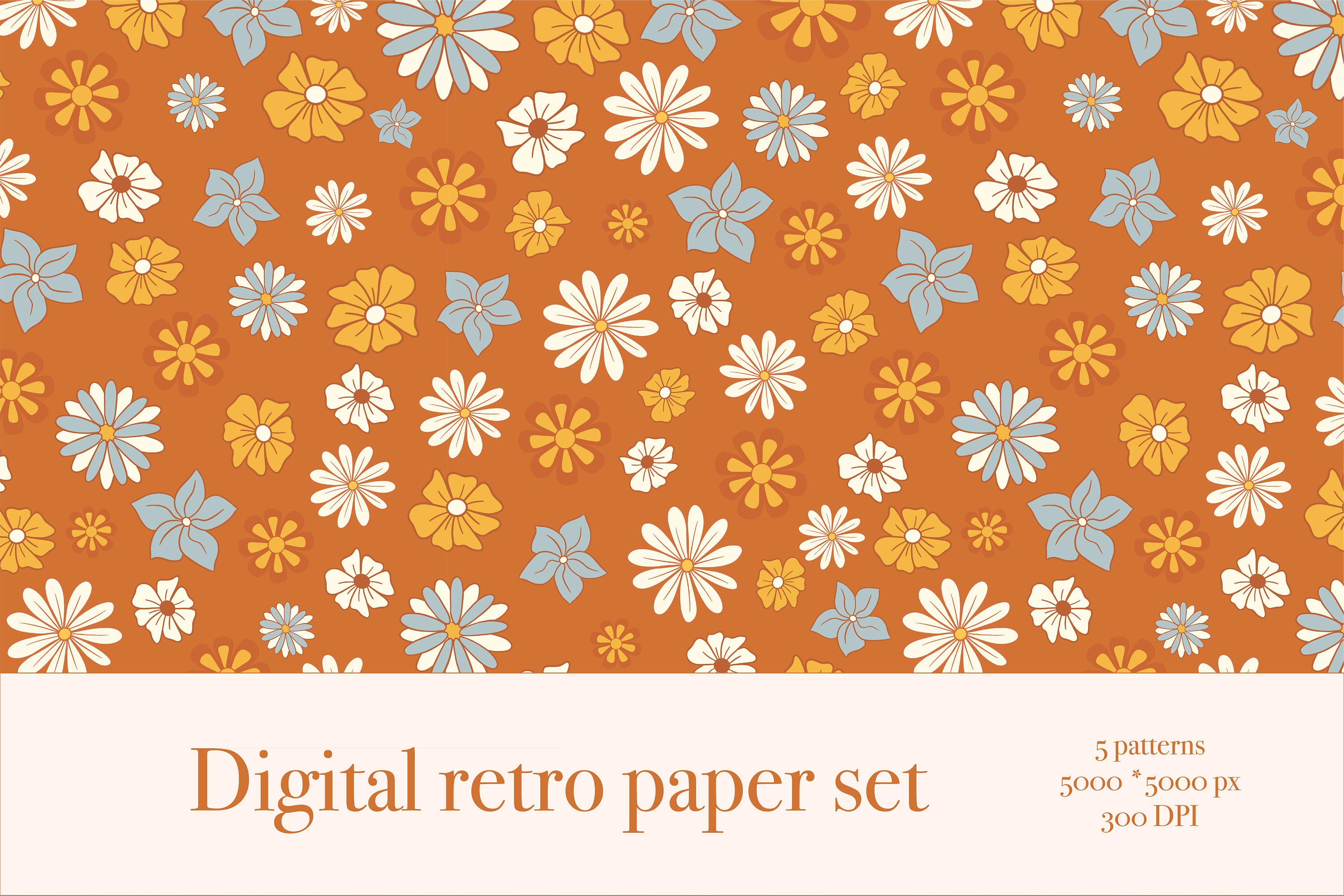 Retro 70s 60s Floral Hippie Summer Groovy Flower Power Flower Child ...