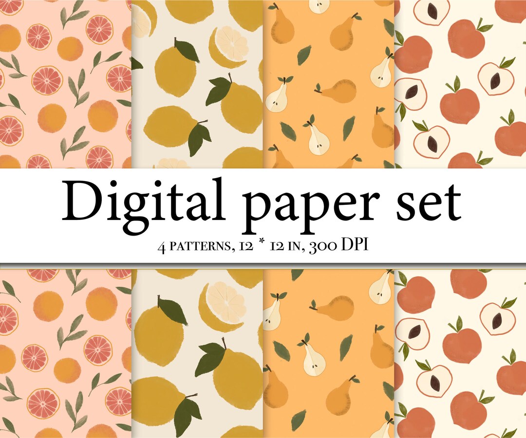 Patterns Clipart With Fruit- Assorted Fruit - Digital Paper Pack ...