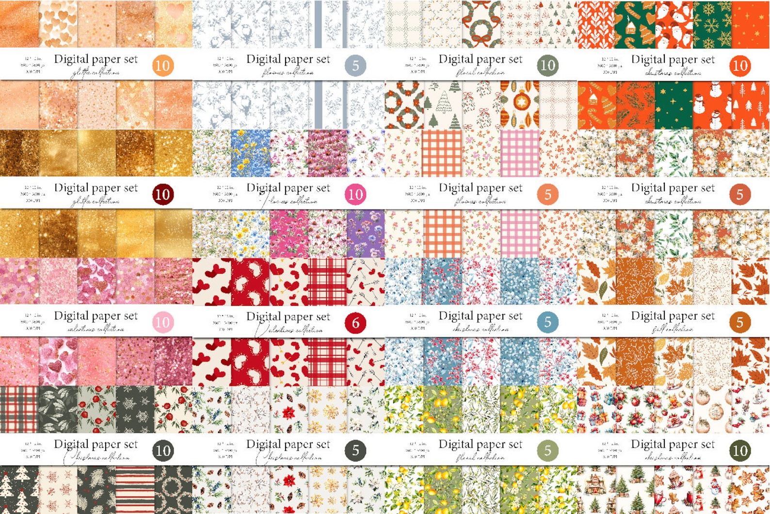 Digital Paper Bundle - Seamless Patterns - Printable Scrapbook ...