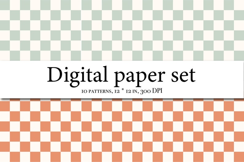 10 Checker Printable Scrapbook Paper, Checkered Seamless Pattern ...