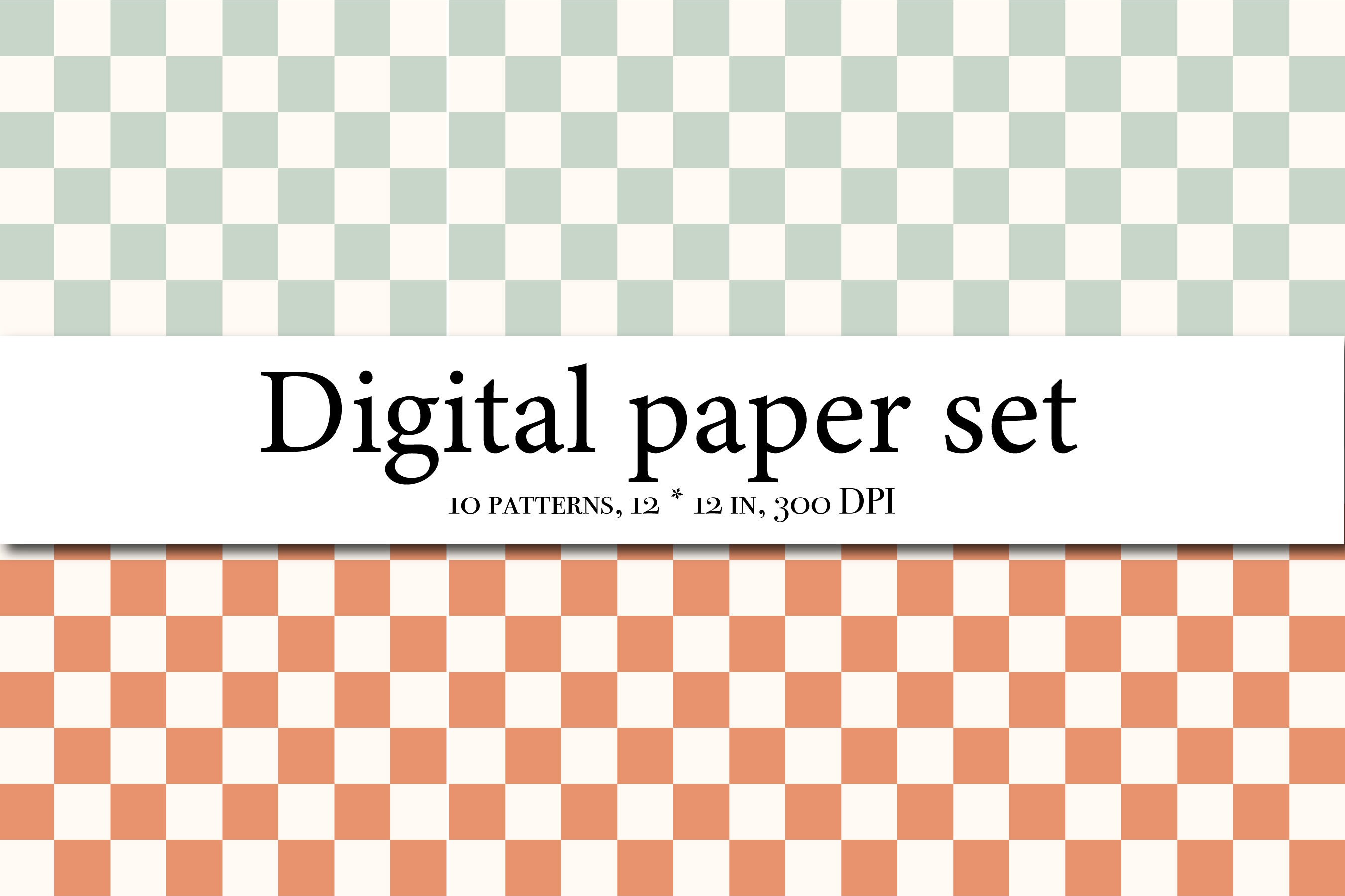 10 Checker Printable Scrapbook Paper, Checkered Seamless Pattern ...