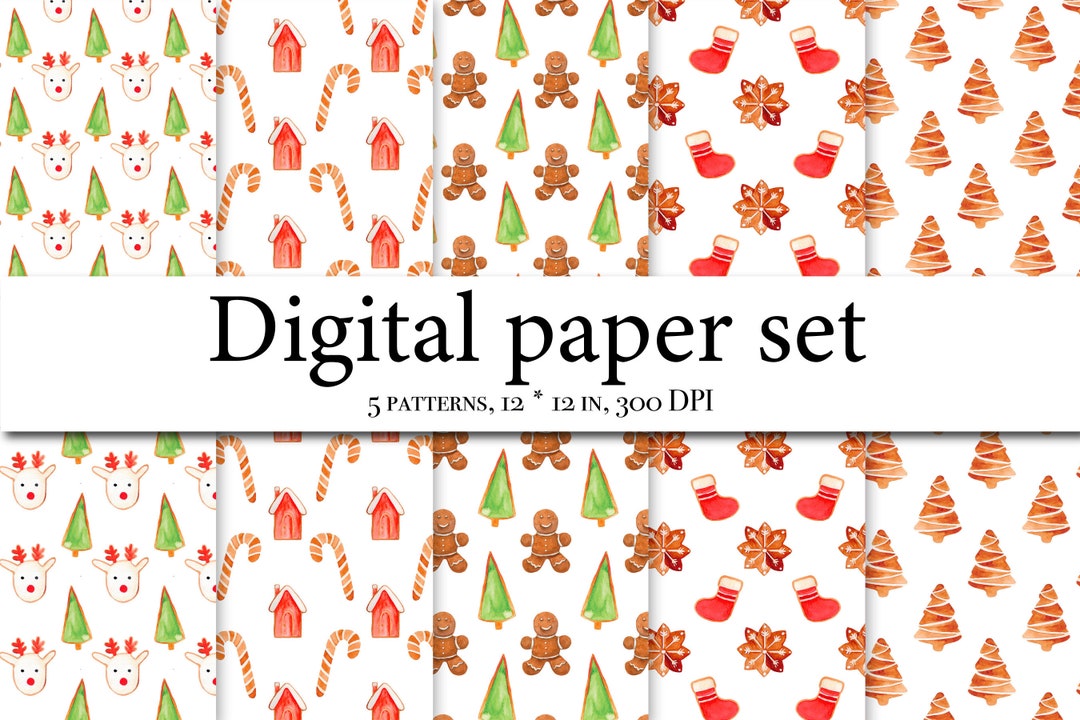 Watercolor Christmas Gift Digital Paper - Winter Holiday Paper - Gift ...