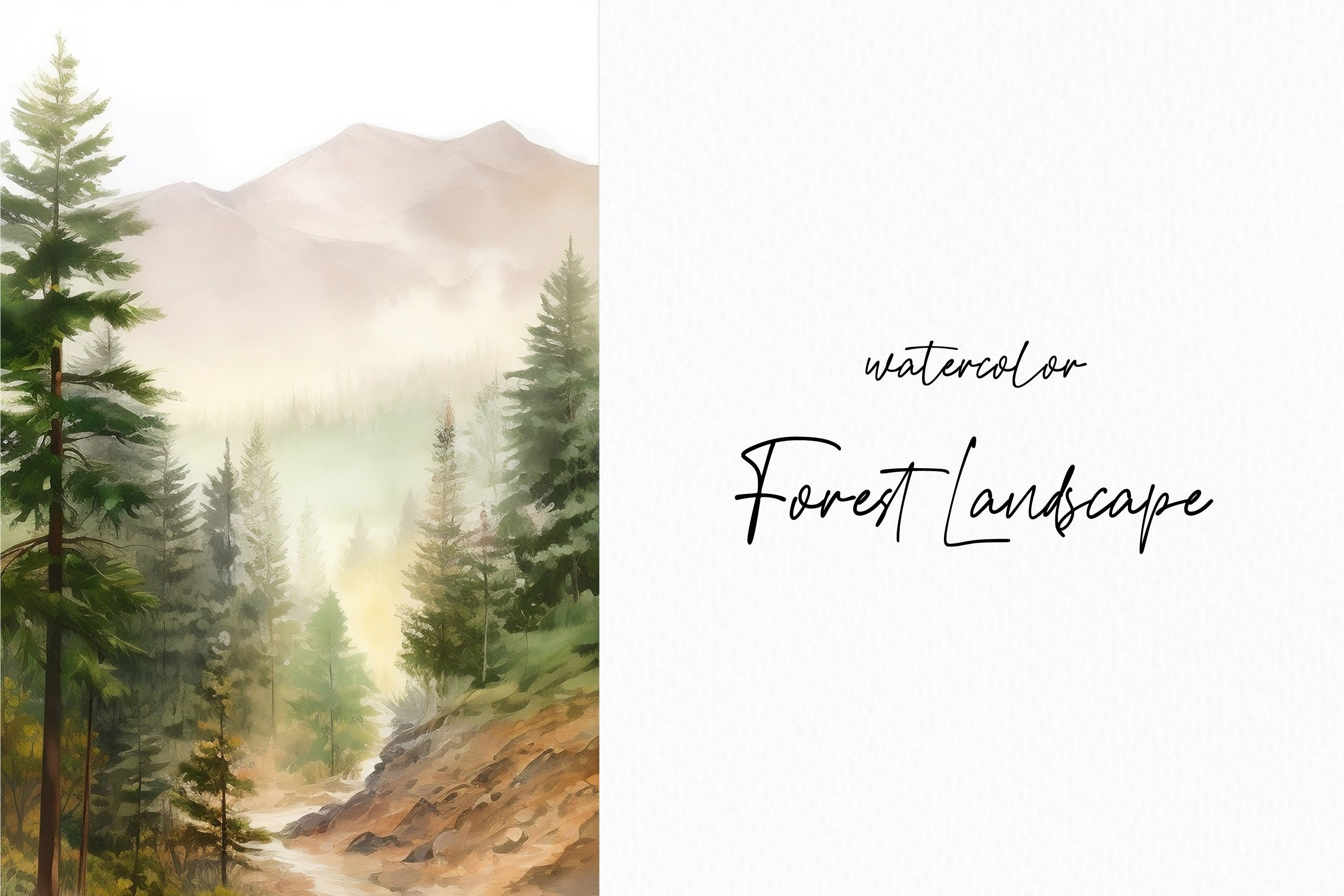 Watercolor Forest Clipart Watercolor Forest Nature Scenery Background ...