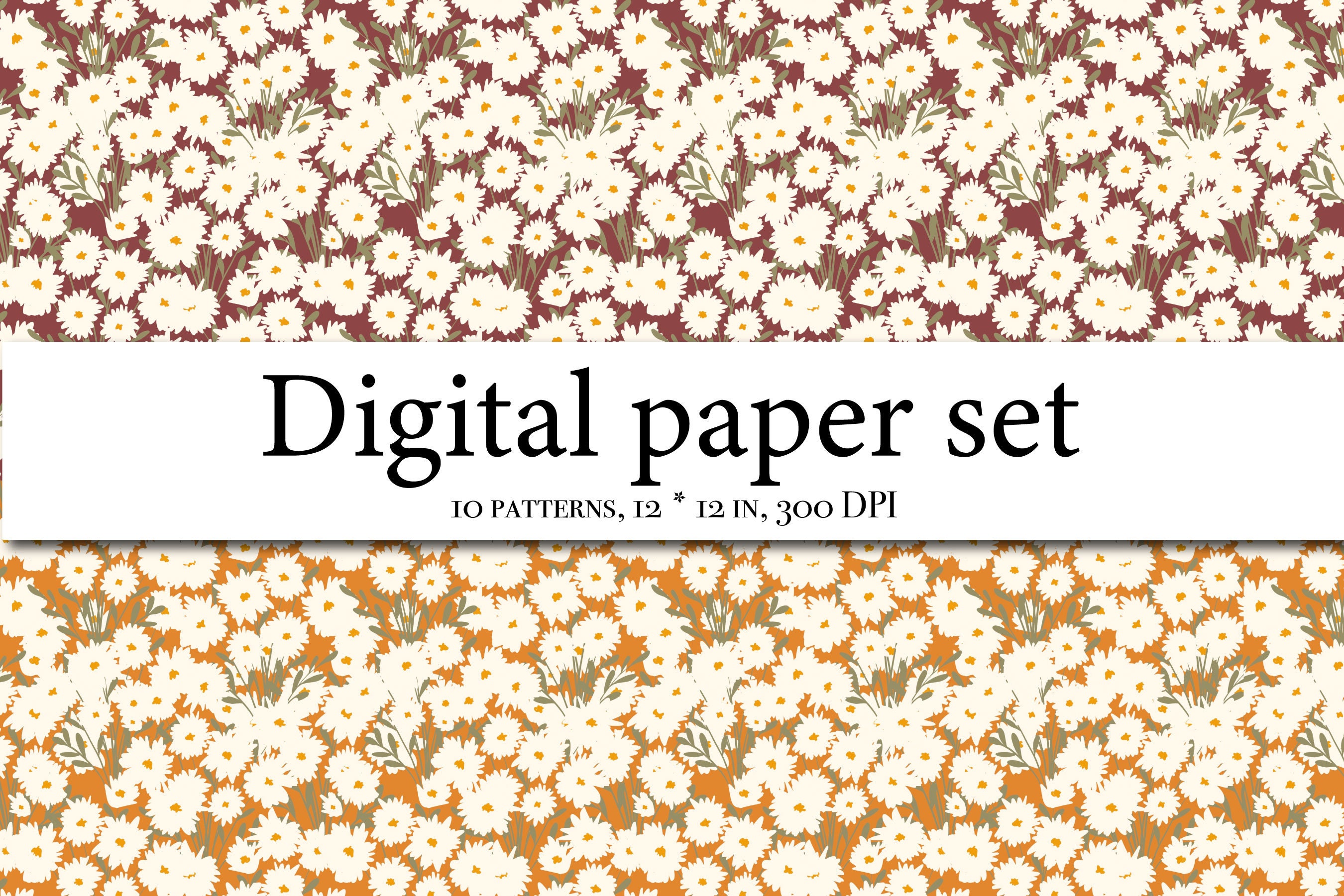 Pattern Clipart With Flowers Digital Paper- Flowers Seamless Pattern ...