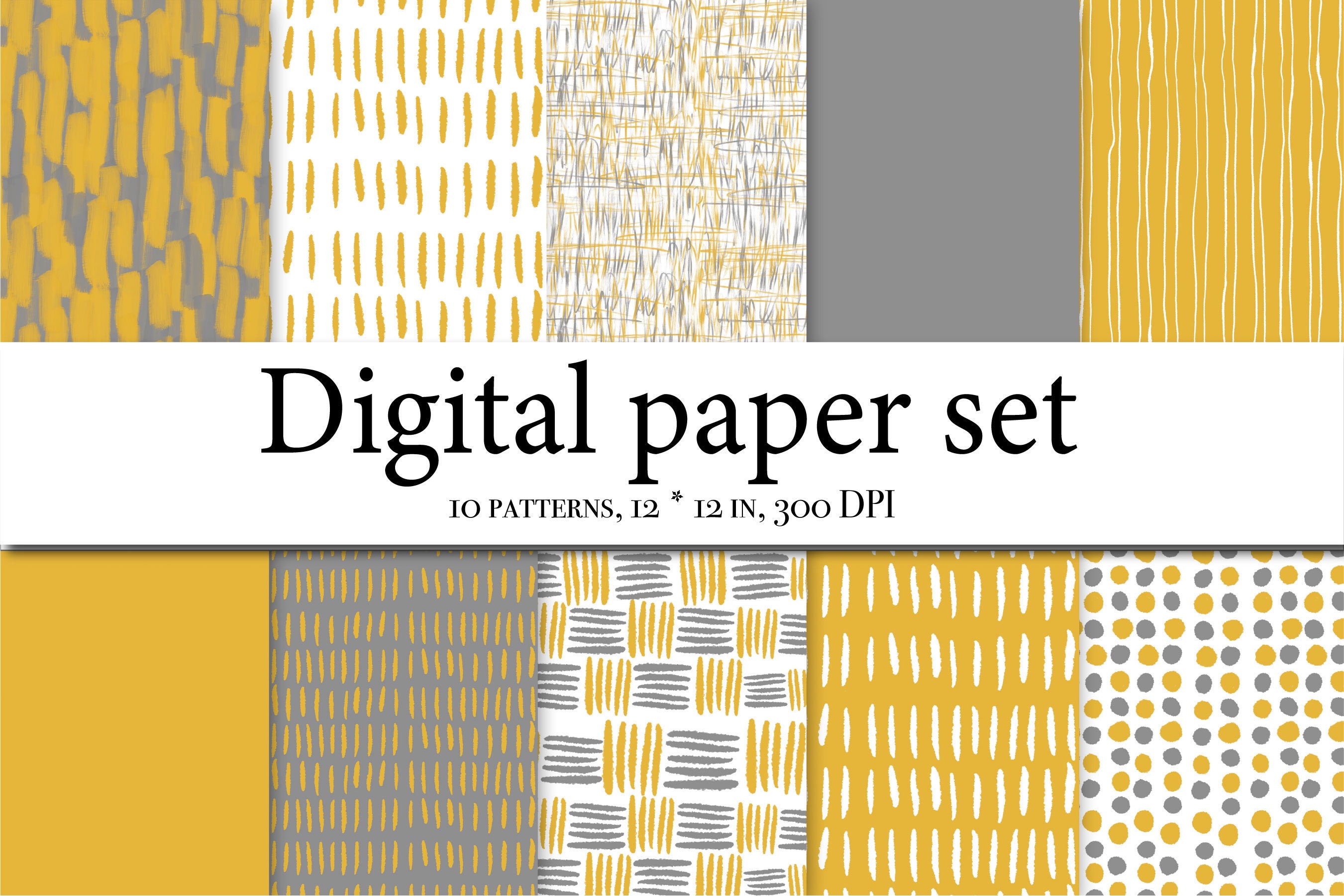 Abstract Digital Paper, Abstract Fine Line Digital Paper, Yellow ...
