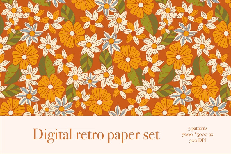 Retro 70s 60s Floral Hippie Summer Groovy Flower Power Flower Child ...