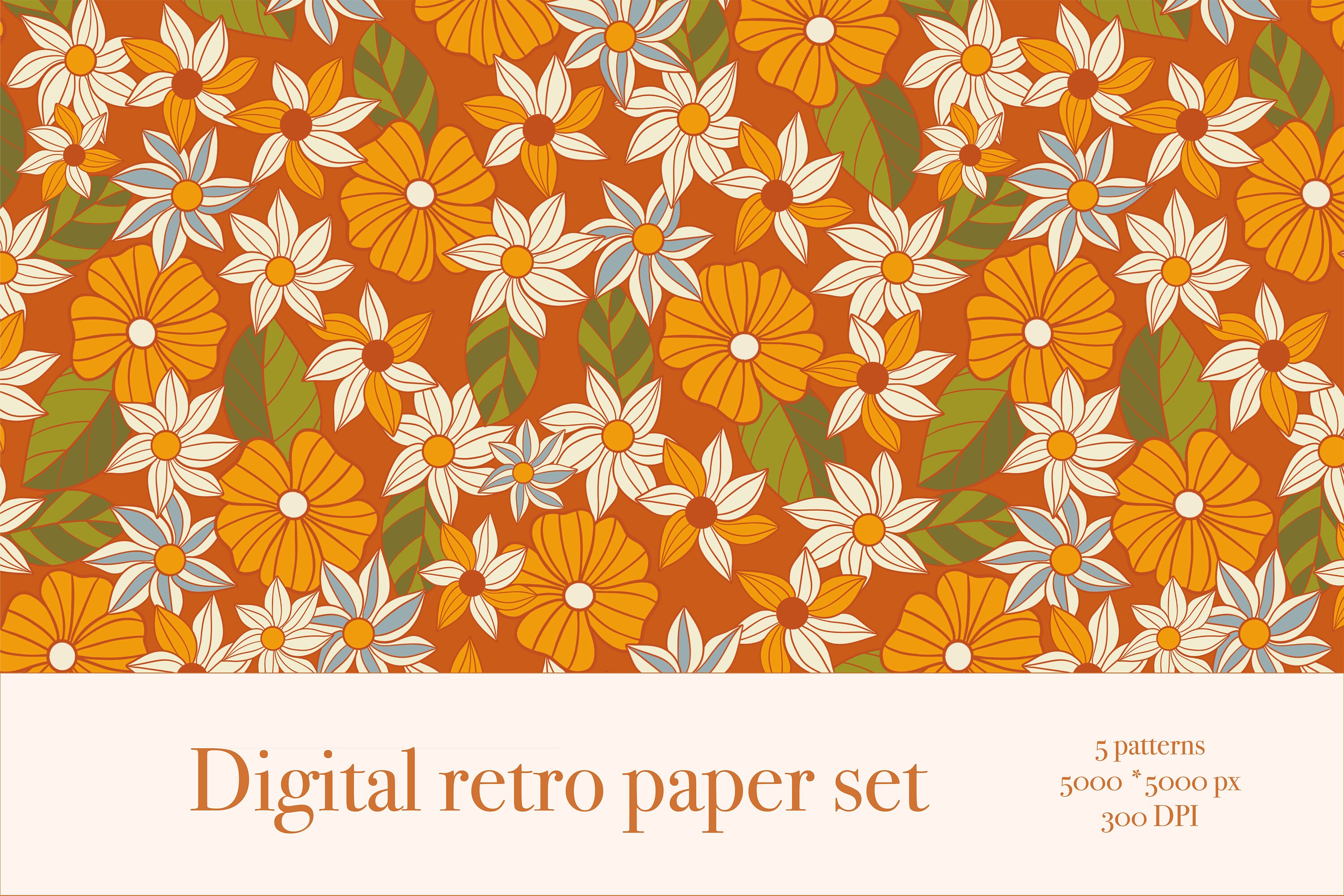 Retro 70s 60s Floral Hippie Summer Groovy Flower Power Flower Child ...