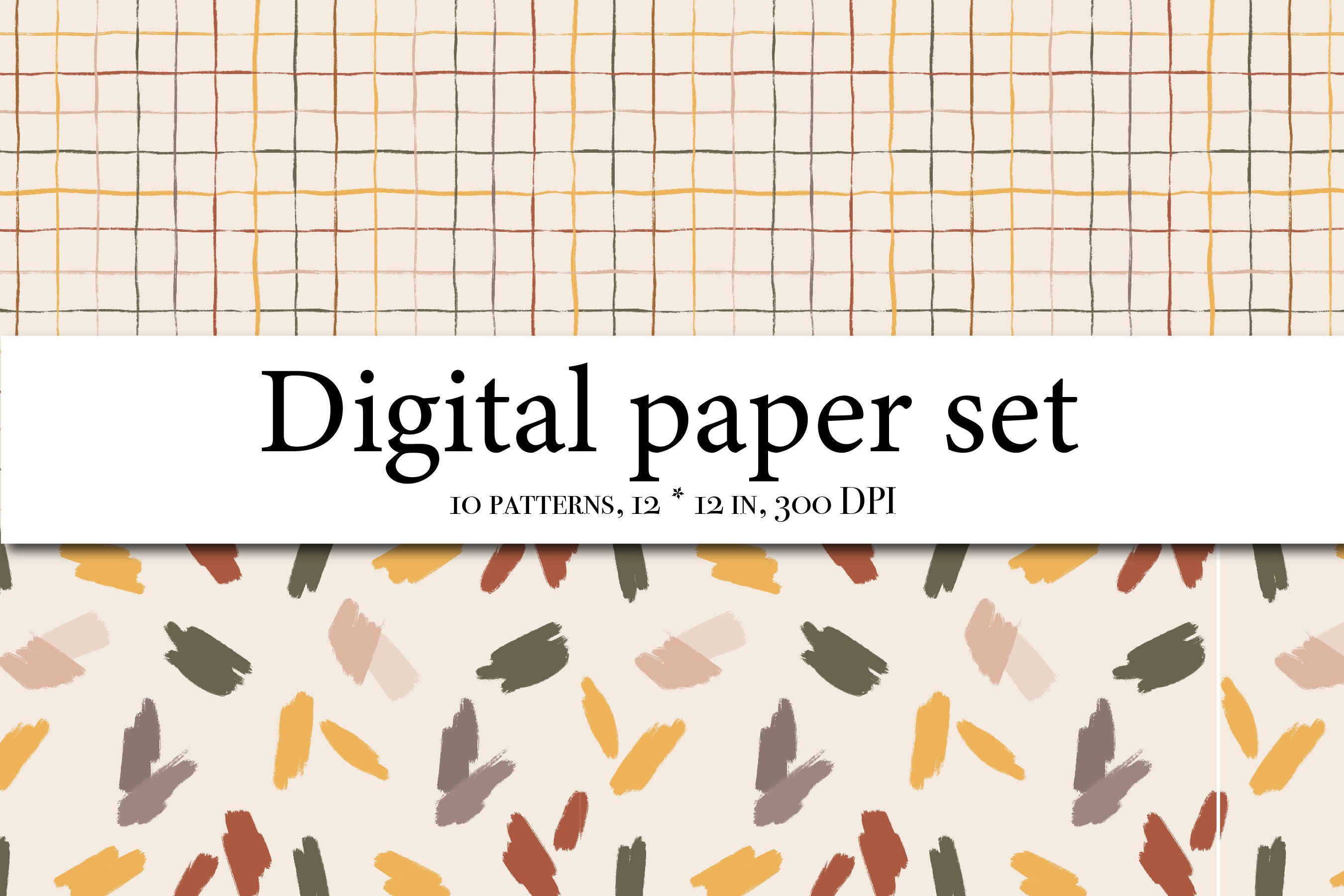 Abstract Digital Paper, Modern Brush Strokes Paper Pack, Trendy ...