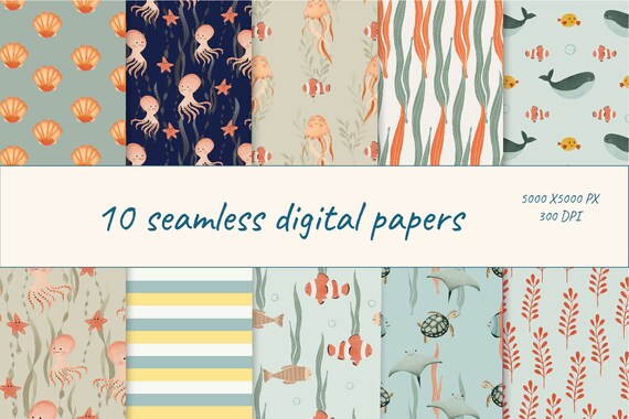 Underwater Digital Paper Seamless Digital Paper Ocean | Etsy