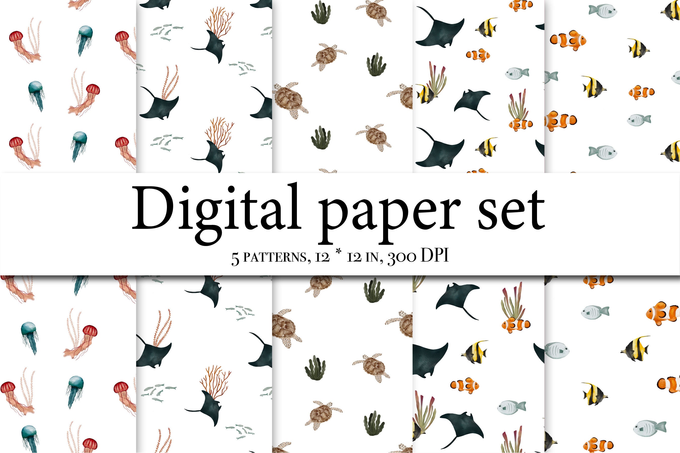 Underwater Digital Paper - Seamless Digital Paper - Ocean Digital ...