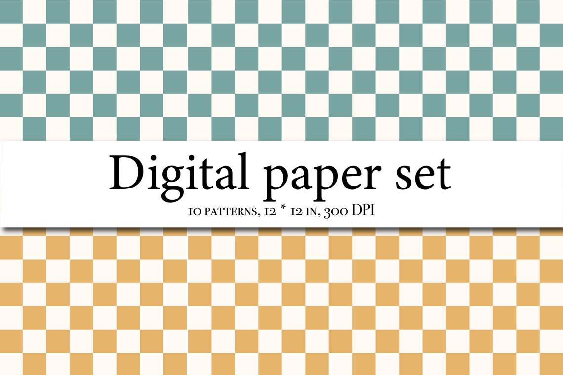 10 Checker Printable Scrapbook Paper, Checkered Seamless Pattern ...