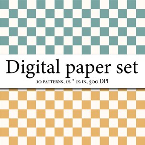 10 Checker Printable Scrapbook Paper, Checkered Seamless Pattern ...