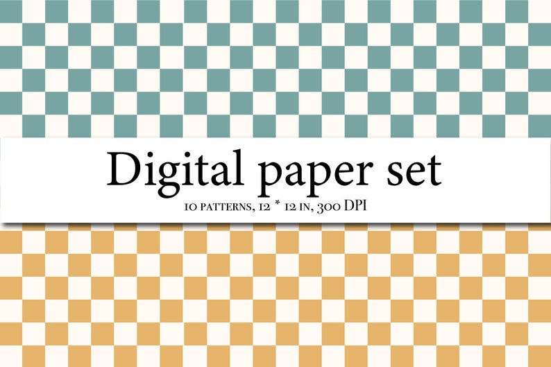 10 Checker Printable Scrapbook Paper, Checkered Seamless Pattern ...