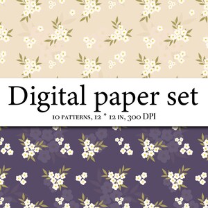 Pattern Clipart With Flowers Digital Paper- Flowers Seamless Pattern ...