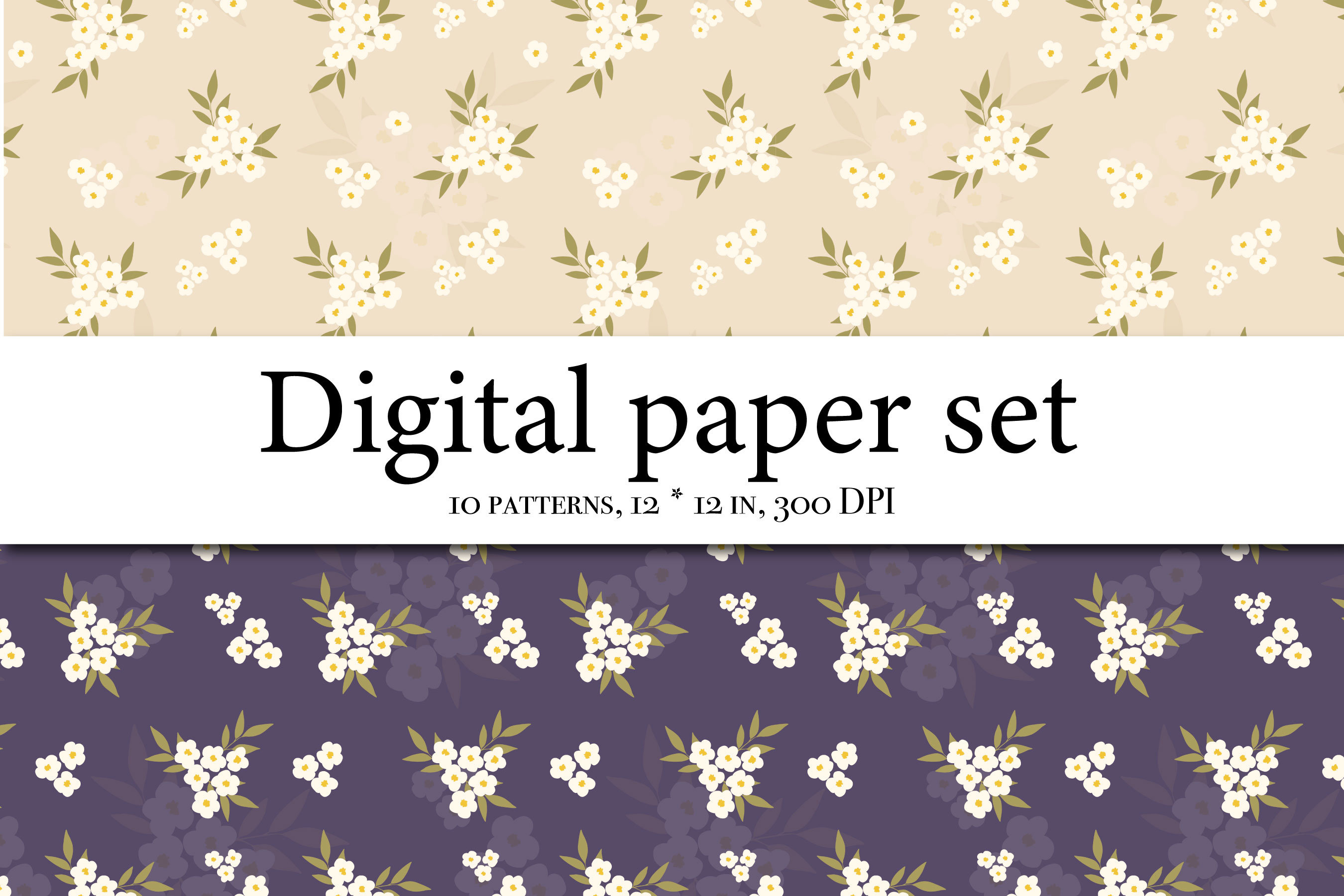 Pattern Clipart With Flowers Digital Paper Flowers Seamless Pattern ...