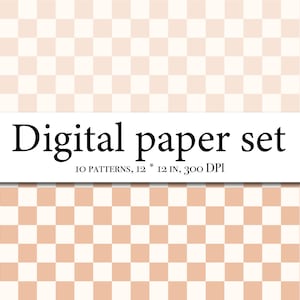 10 Checker Printable Scrapbook Paper, Checkered Seamless Pattern ...