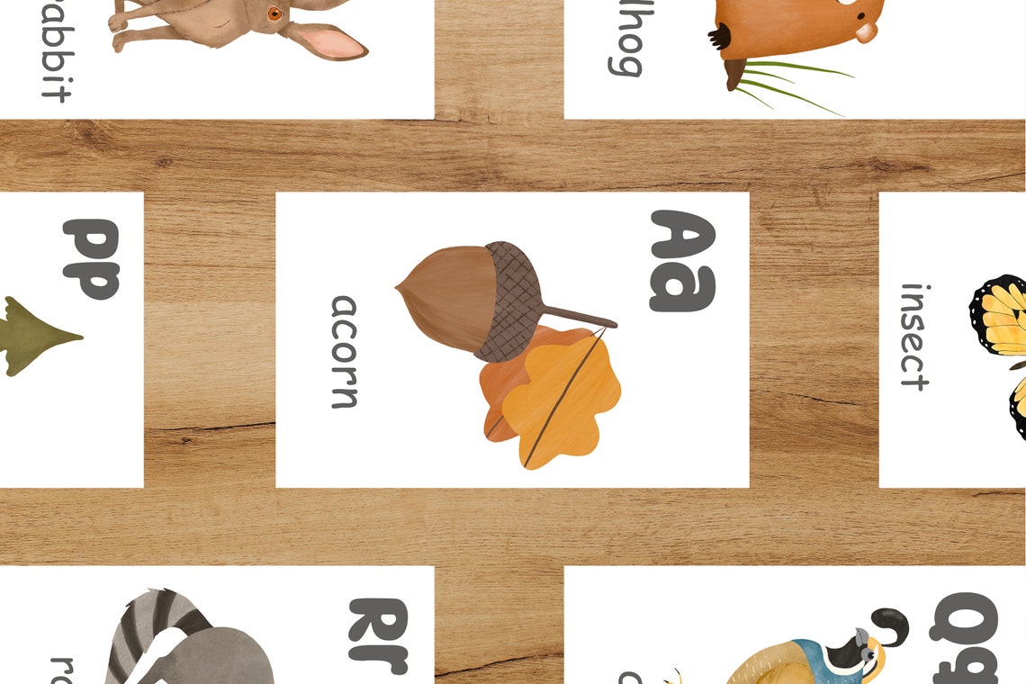 Woodland Alphabet Flashcards Forest Alphabet Cards Homeschool ABC Cards ...