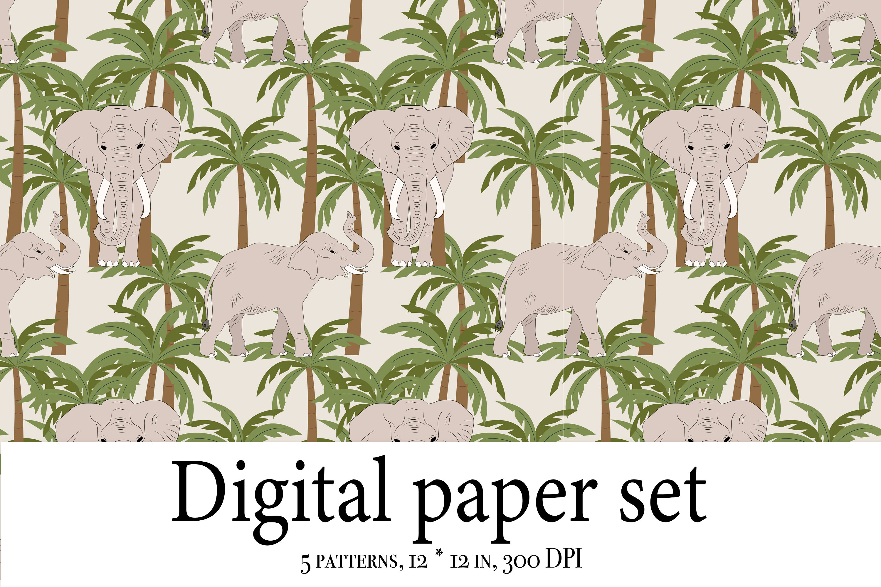 Elephant Digital Papers - Elephant Seamless Pattern - Scrapbook Paper ...