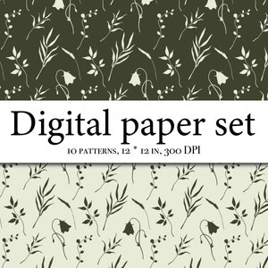 Greenery Leaves, Floral Digital Paper, Fern Seamless Pattern, Foliage ...
