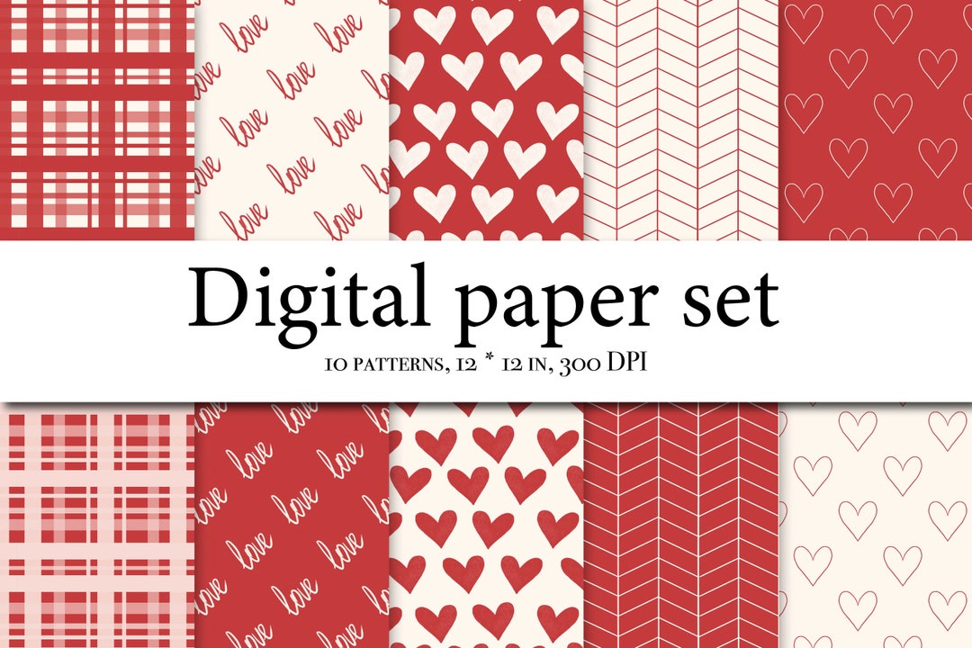 St. Valentine's Day Digital Scrapbooking, 10 Valentine Hearts Seamless ...