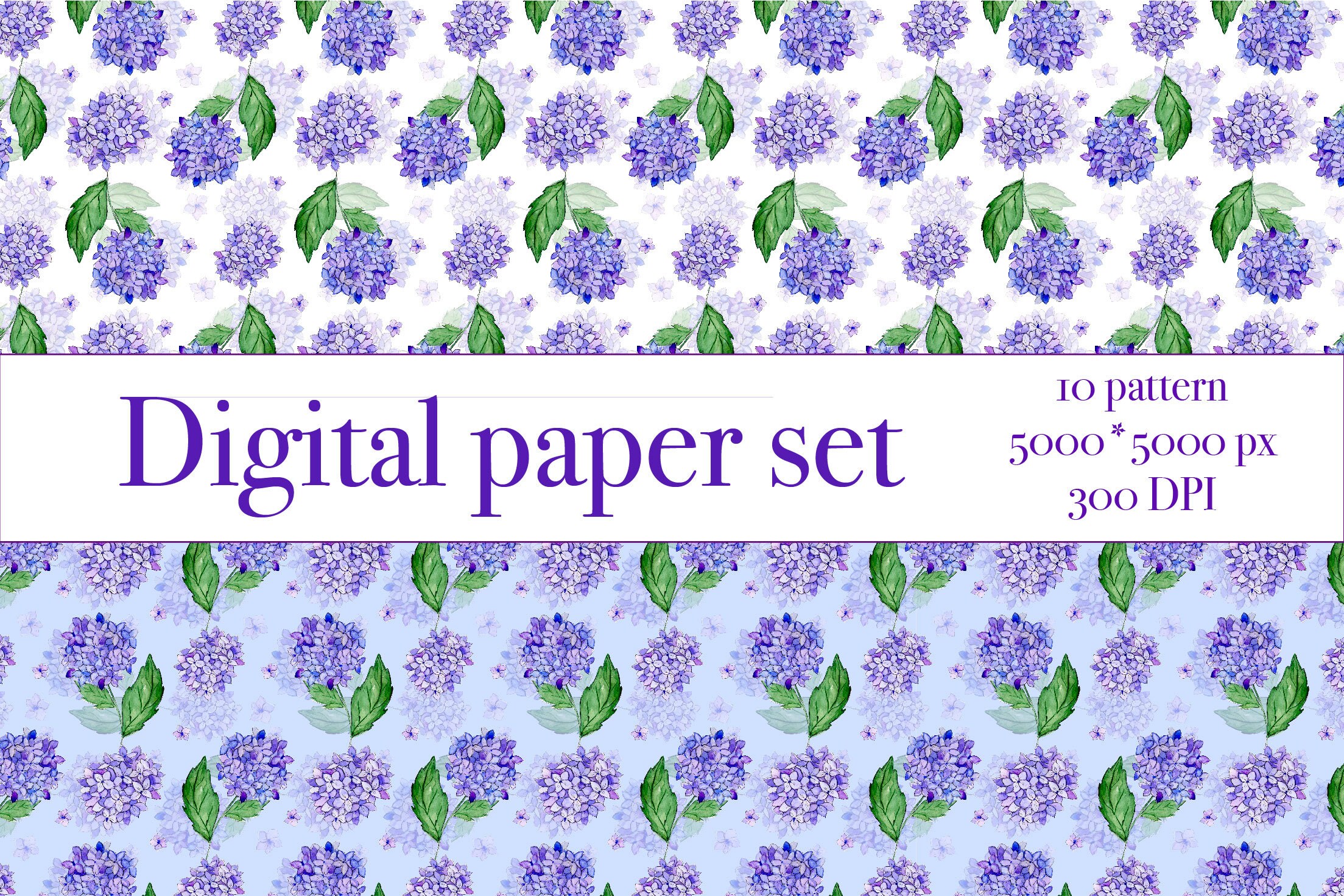 Watercolor Digital Paper Pack, Hydrangea Scrapbook, Hydrangea Seamless ...