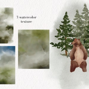 Watercolor Forest Digital Clipart Set - Forest Landscape Clipart ...