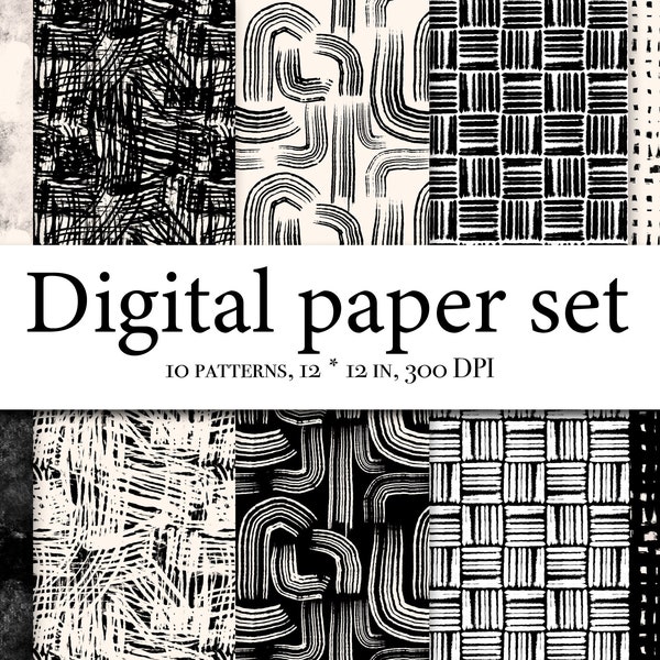 Black and White Digital Papers - Etsy
