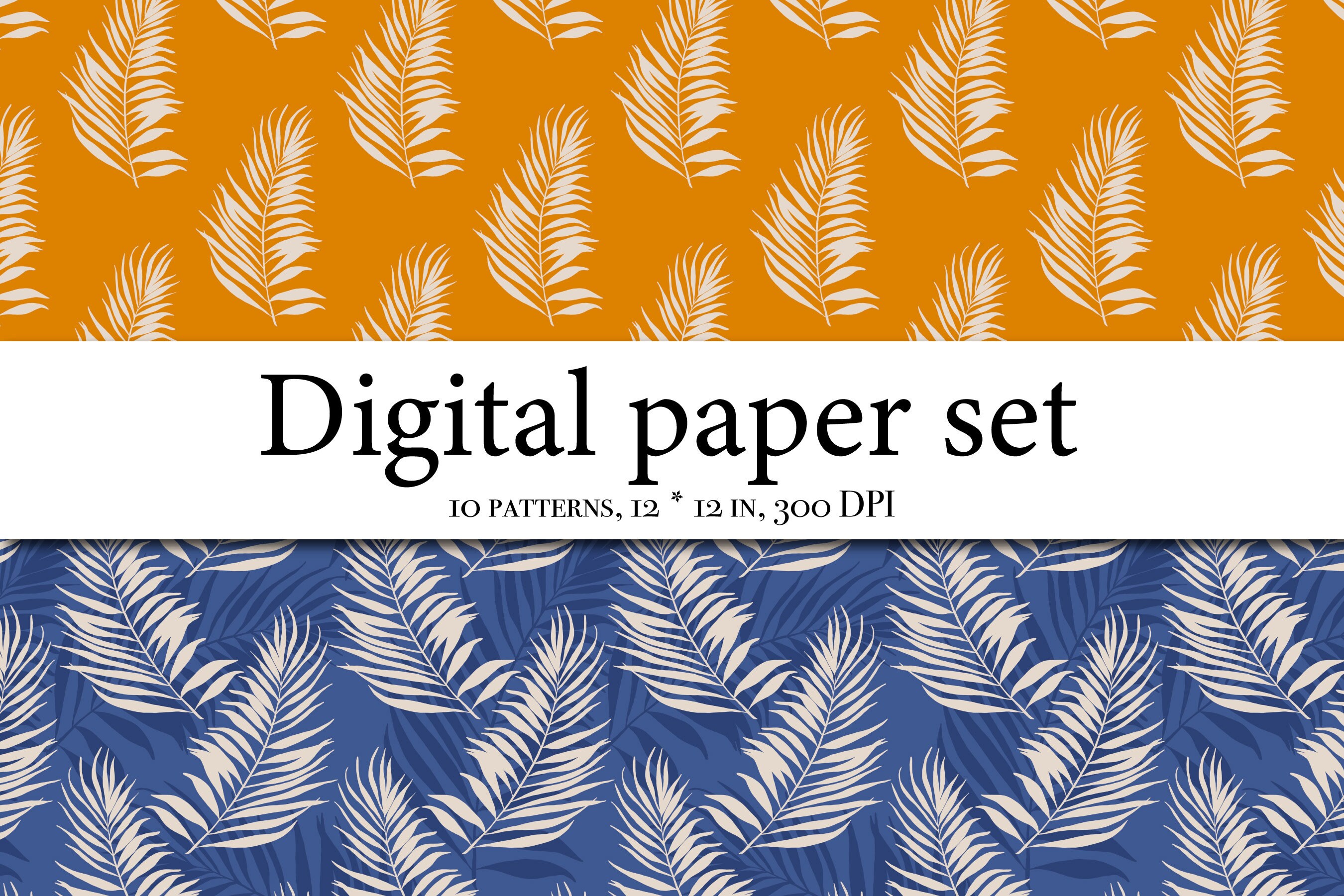 Bright Tropical Digital Paper Pack Tropic Seamless Pattern With Leaves ...