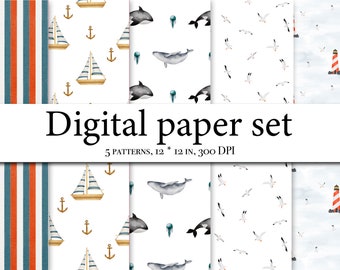 Nautical Patterns PNG, JPG, SVG Commercial Use, Instant Download ...