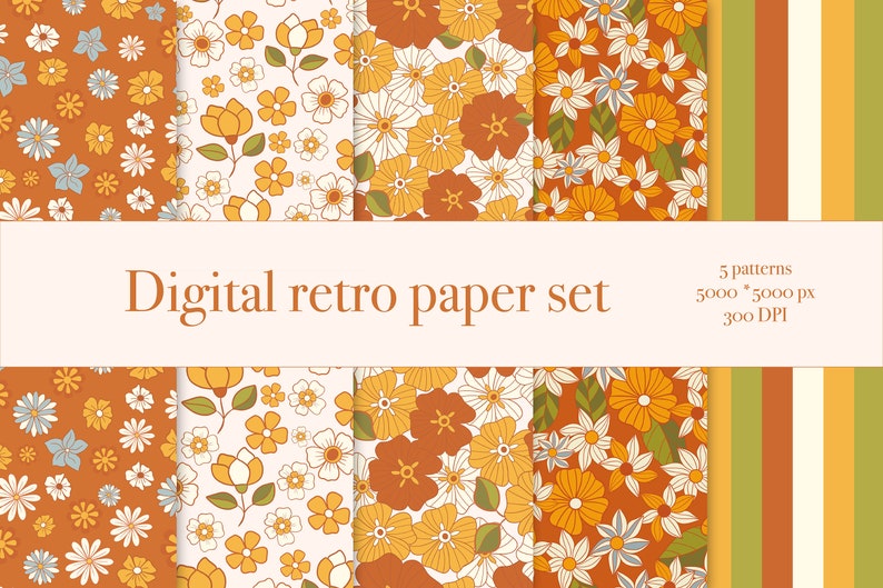 Retro 70s 60s Floral Hippie Summer Groovy Flower Power Flower Child ...