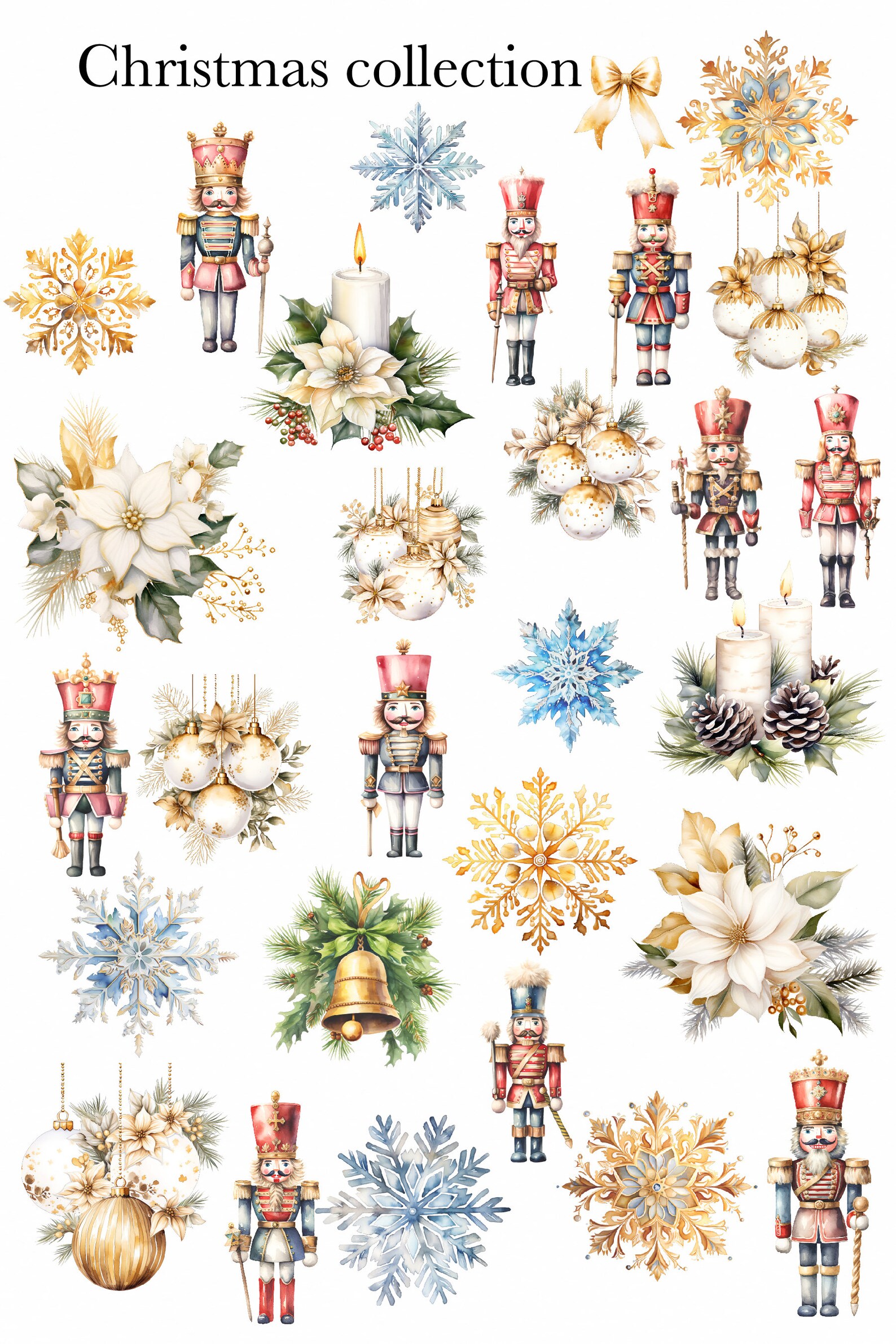 Watercolor Christmas Clipart PNG - Christmas Bundle Clipart ...