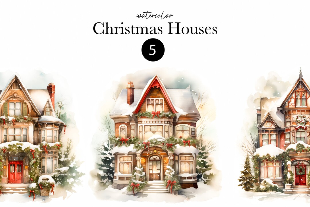 Christmas Watercolor Clipart - Christmas Cards Clipart - Christmas ...