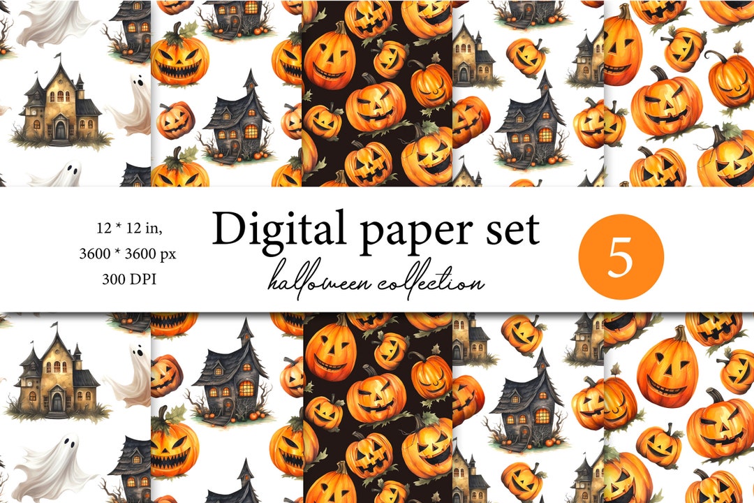 Halloween Digital Paper, Trick or Treat Scrapbook Papers, Boo Wallpaper ...