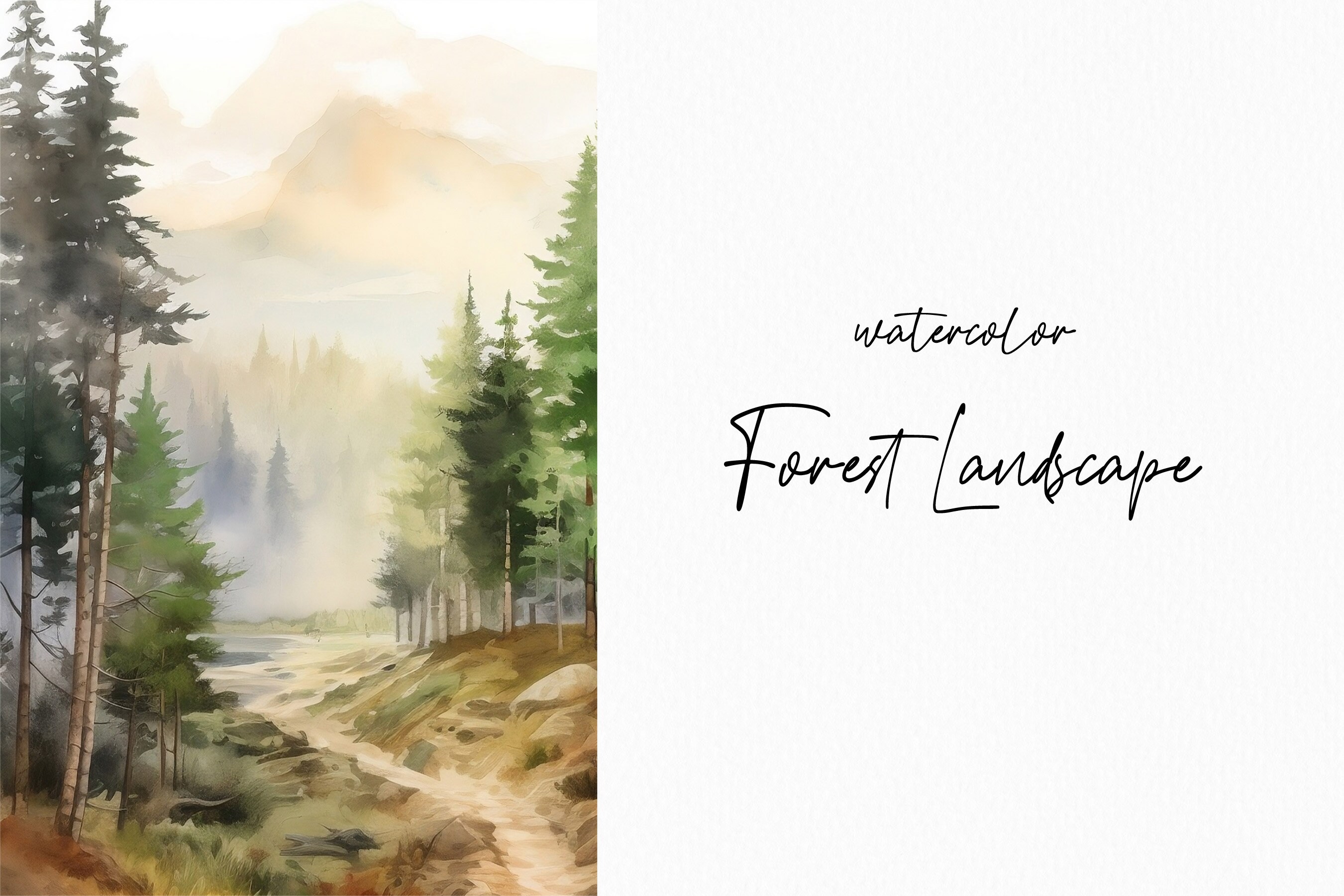 Watercolor Forest Clipart Watercolor Forest Nature Scenery Background ...